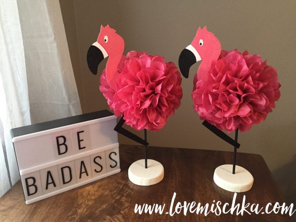 DIY Flamingo Centerpiece with Tissue Paper Pom Poms - Love Mischka